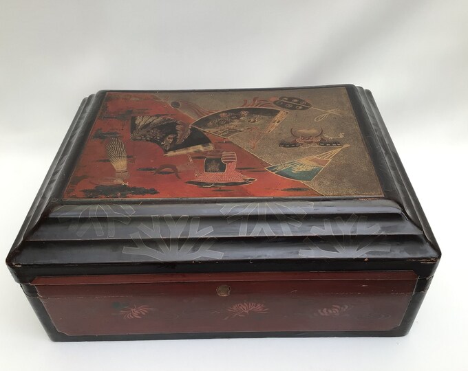 Large Antique Japanese Lacquer Box - Etsy