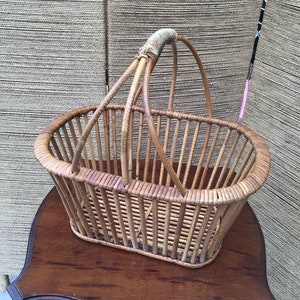 Early 20th Century Antique Vintage Bamboo Cane Basket - Etsy UK
