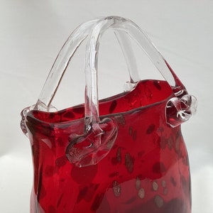 Vintage Italian Handcrafted Gold Splash Ruby Red Glass Hand Bag Purse ...
