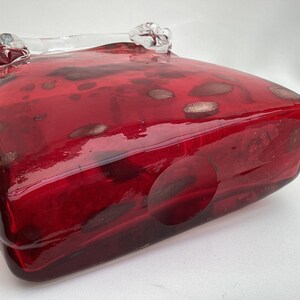 Vintage Italian Handcrafted Gold Splash Ruby Red Glass Hand Bag Purse ...