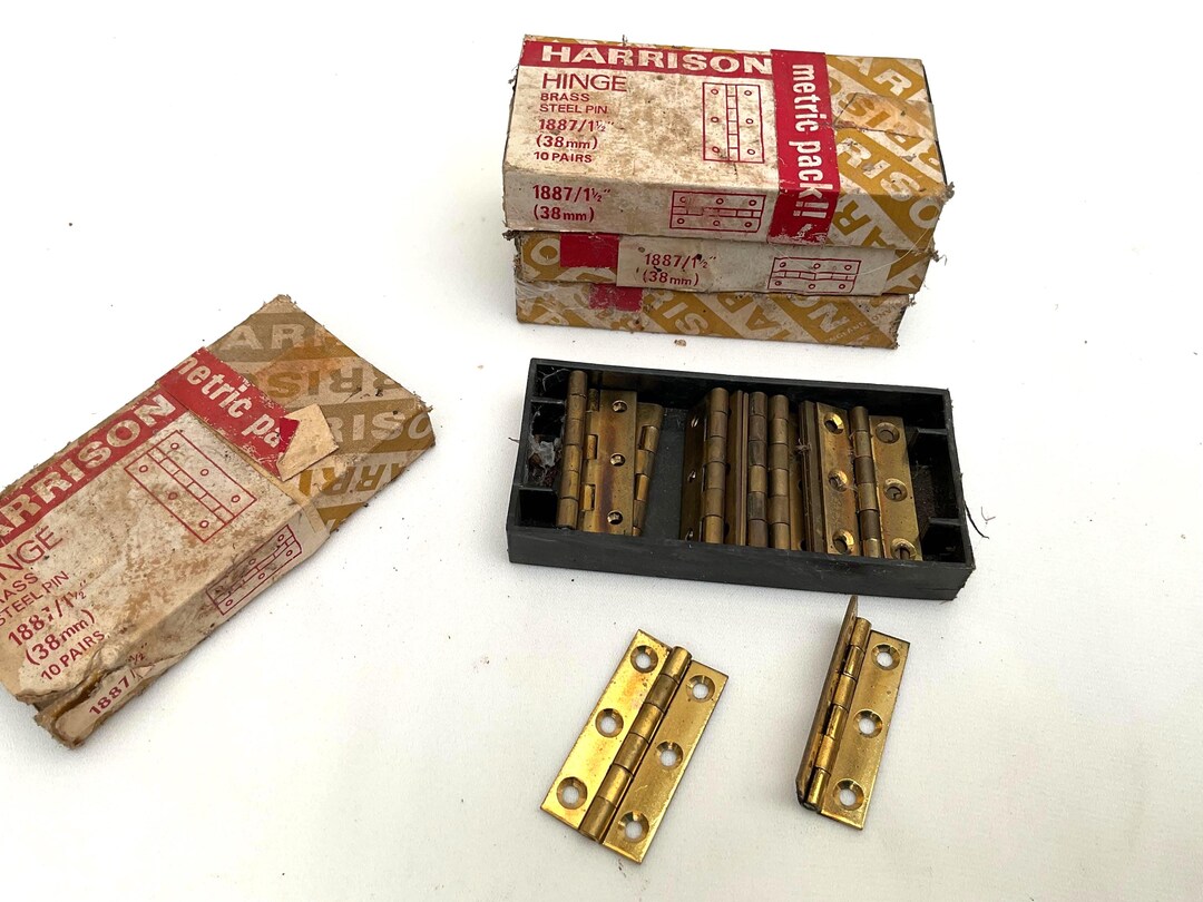 Boxes of 10 Pairs Small Vintage Harrison Brass Hinges. Cabinet, Box and ...