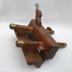 Antique Vintage English Fillister Plough Plane, Wood and Brass Plough ...