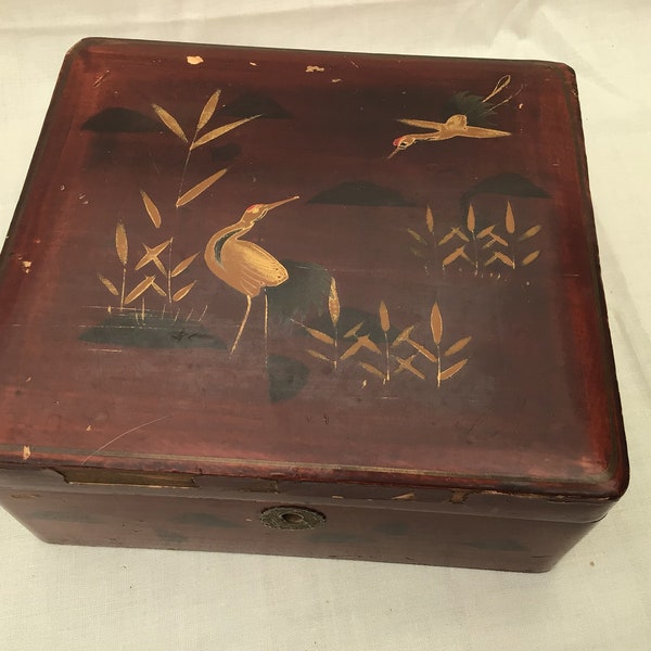 Antique Japanese Red Lacquer Box - Etsy