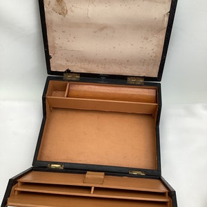 Antique English Victorian Leather Writing Box, Stationery Travel Case ...