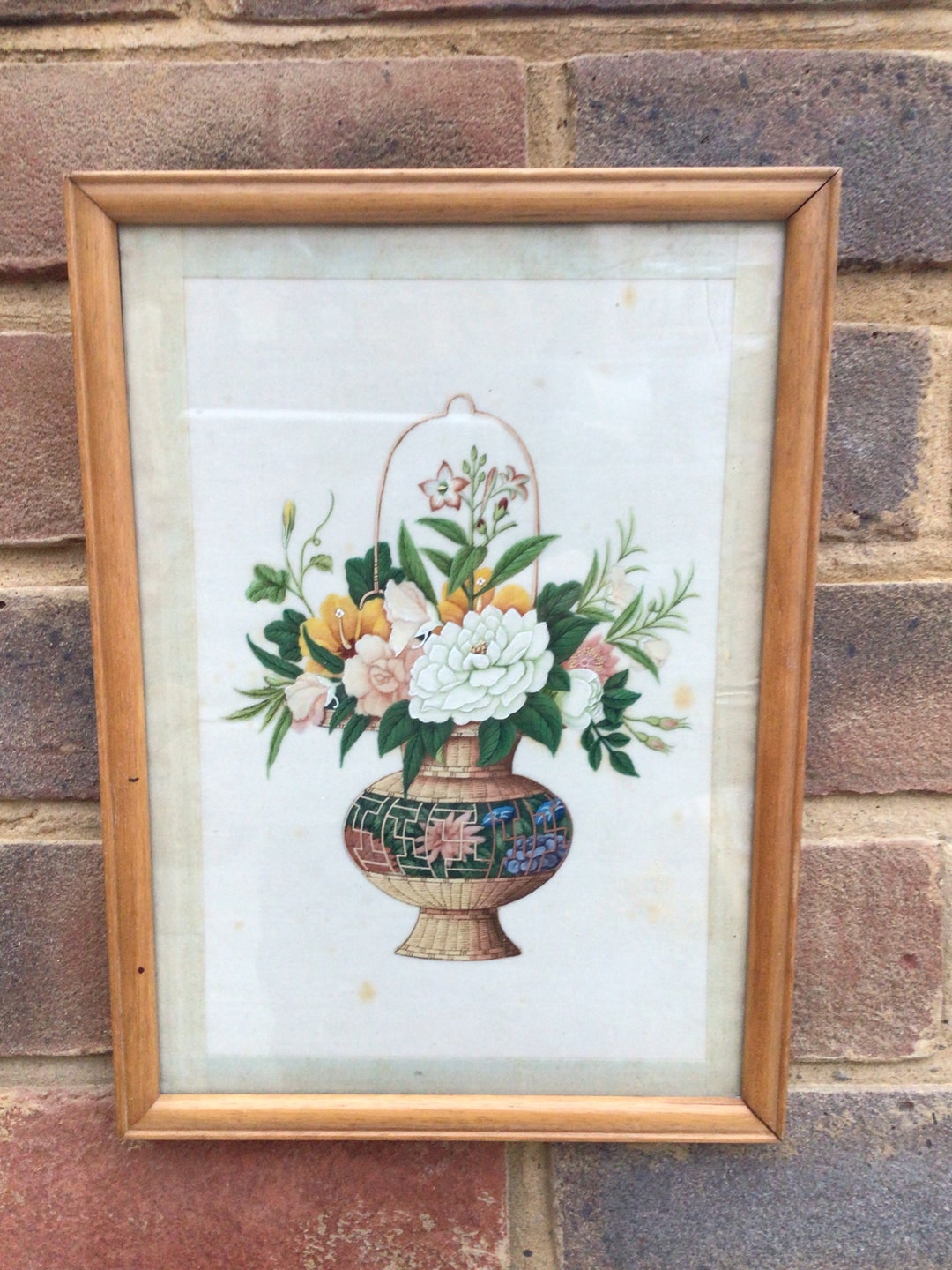 Antique Chinese Pith Paper Rice Paper Paining. Flower Basket - Etsy