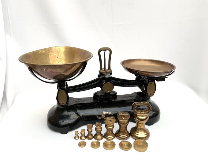 Vintage Cast Iron Libra Scales. Librasco Kitchen Scales With Full of 12 ...