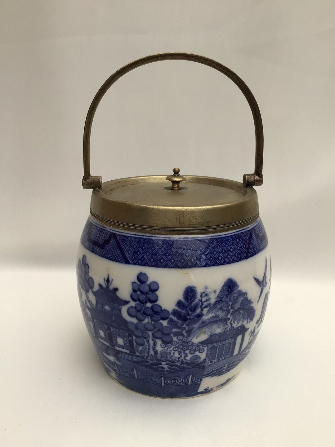 Antique England Minton Willow Pattern Biscuit Barrel Storage Pot - Etsy