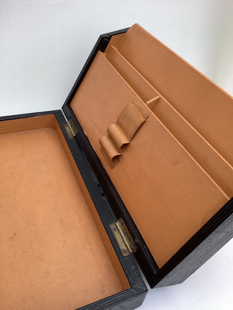 Antique English Victorian Leather Writing Box, Stationery Travel Case ...