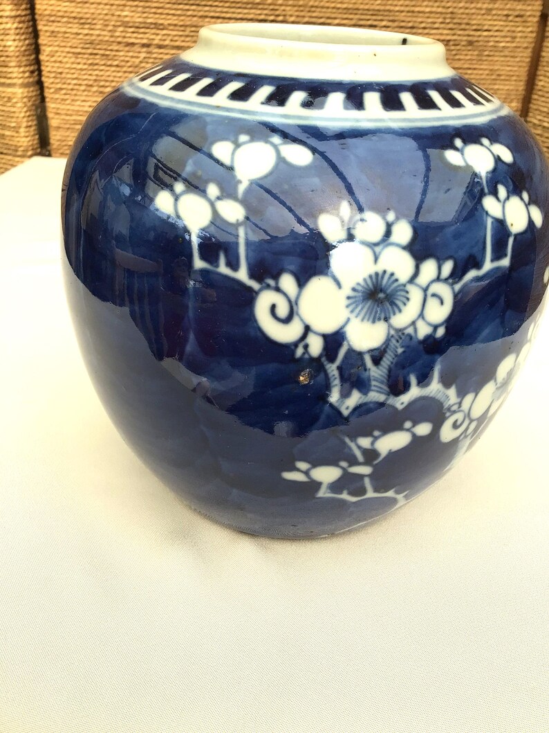 Early 20th Century Antique Chinese Blue & White Pot, Winter Prunus Jar ...