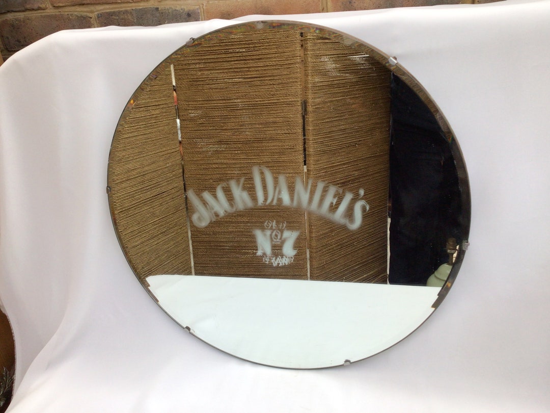 Midcentury JACK DANIEL’S Old No. 7 Bevelled Round Mirror. 51cm Diameter ...