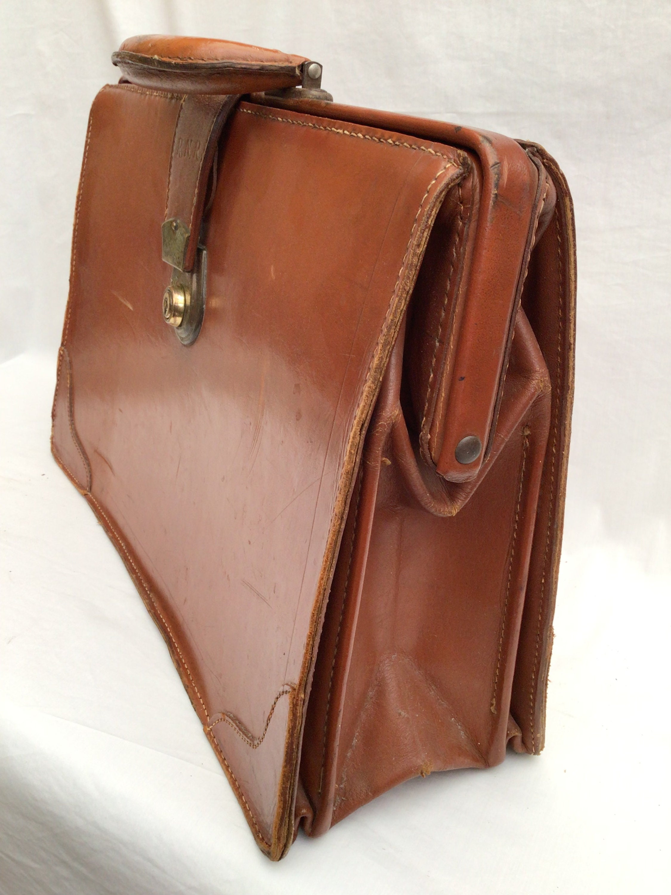 Antique Vintage Leather Briefcase - Etsy