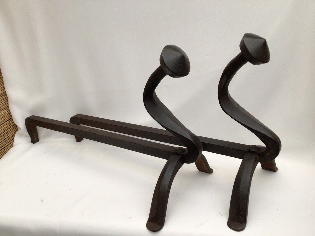 Large Antique England Cast Iron Fireplace Side Dogs, Fire Dogs, 60cm - Etsy