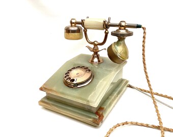 Vintage 1970's Italian Marble Onyx Rotary Telephone - Etsy