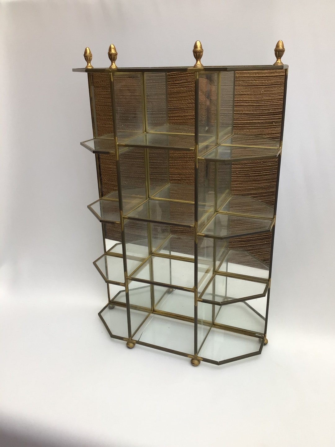 Glass Brass Mirror Miniature Open Show Cabinet, Miniature Display Glass ...
