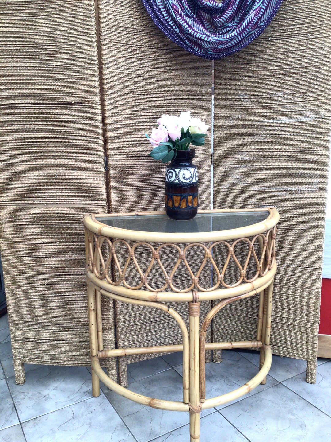 Midcentury Bamboo Half Moon Table - Angrave’s Leicester - Etsy