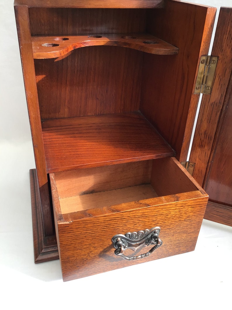 Antique England Oak Tobacco Pipe Cabinet With Key - Etsy