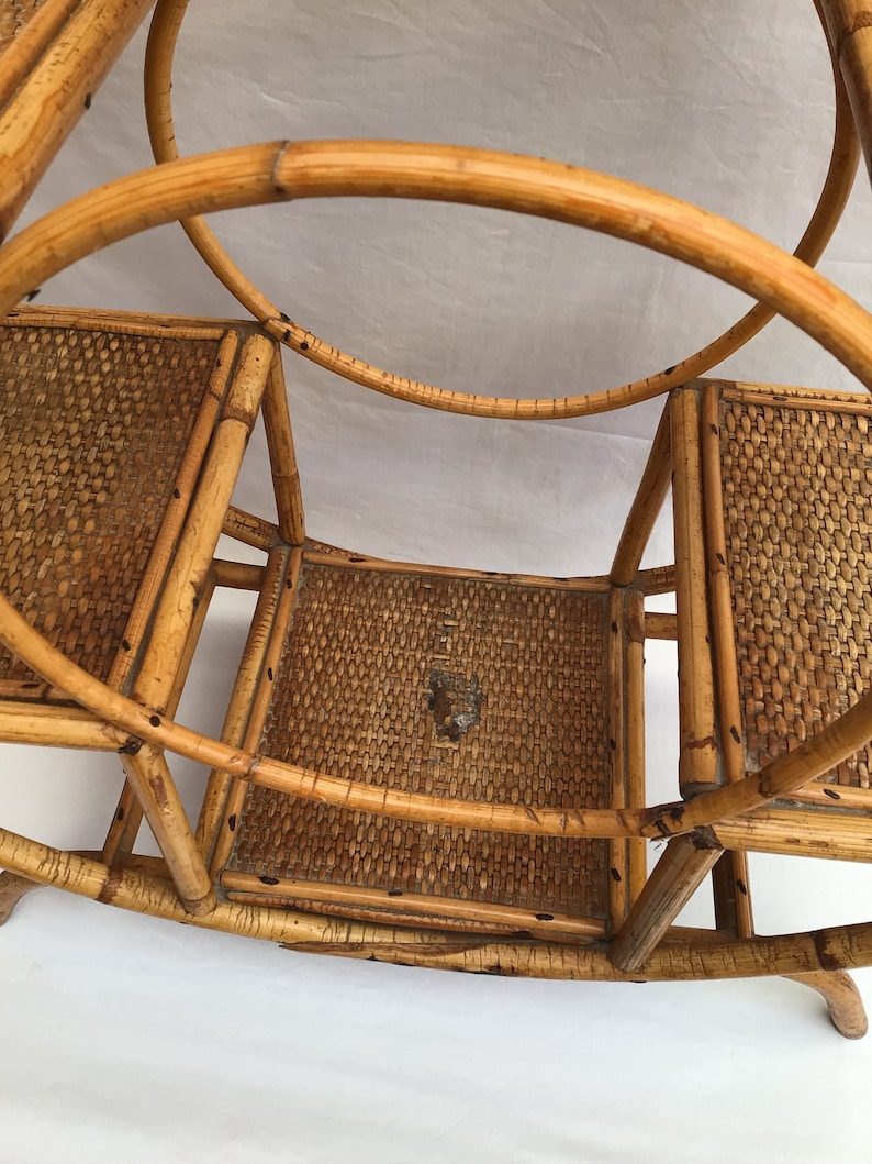 Rare Early/mid Century Bamboo Round Display Shelf Unit - Etsy