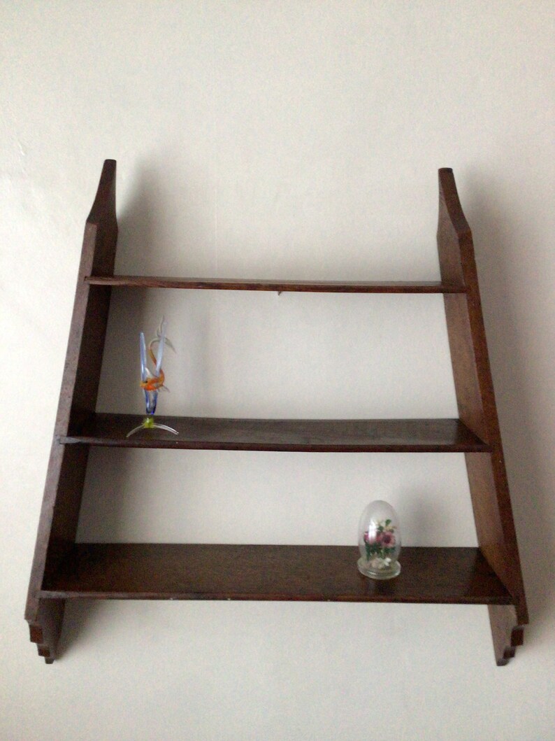 Antique England Oak Trapezoid Wall Shelf - Etsy