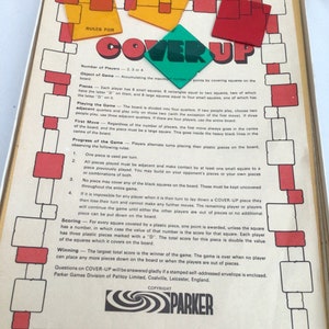 Vintage Cover up Board Game Parker Edition - Etsy