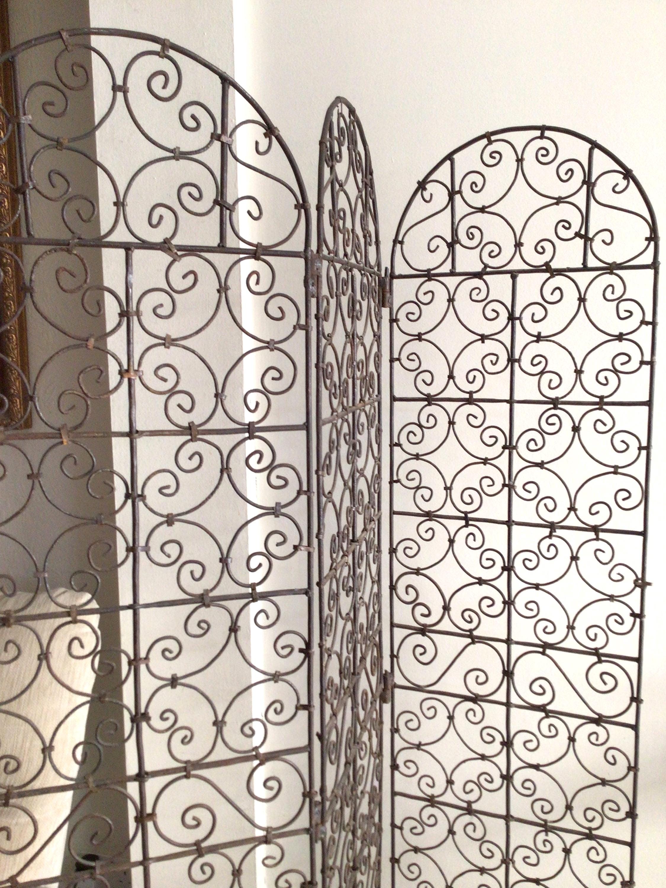 Antique Wrought Cast Iron Room Divider: English Three Panel Screen - Etsy