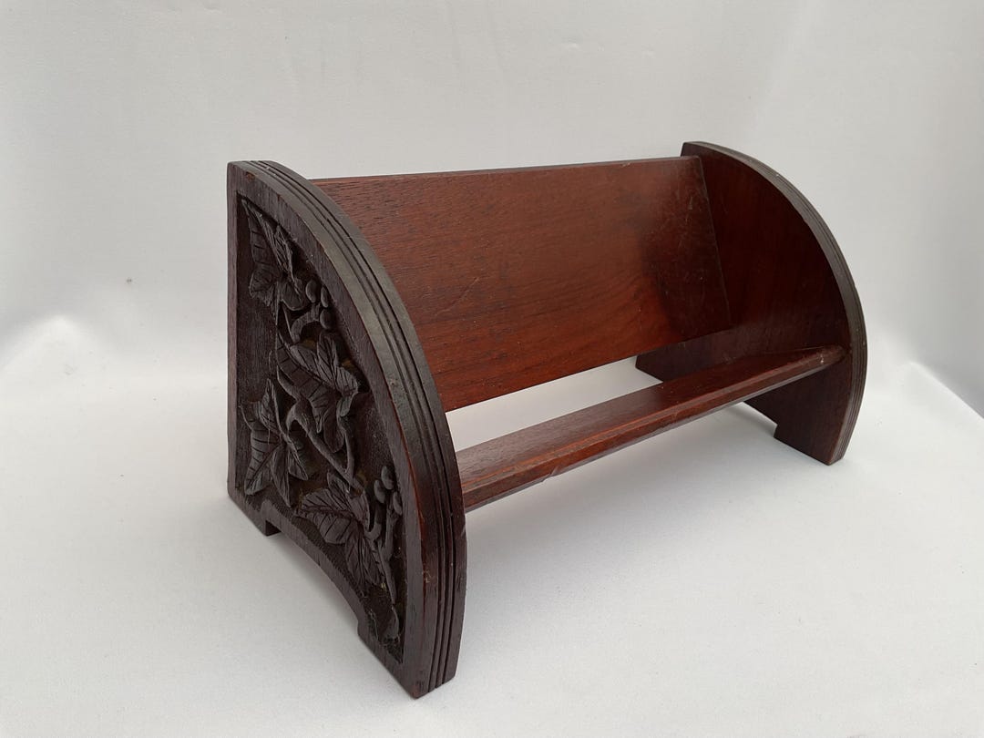 Vintage Carved Solid Hardwood Table Book Stand. Book Trough. Novel Rest ...