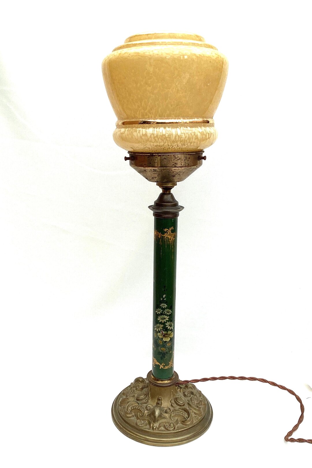 Antique Victorian Hand Painted Table Lamp. H.60cm - Etsy