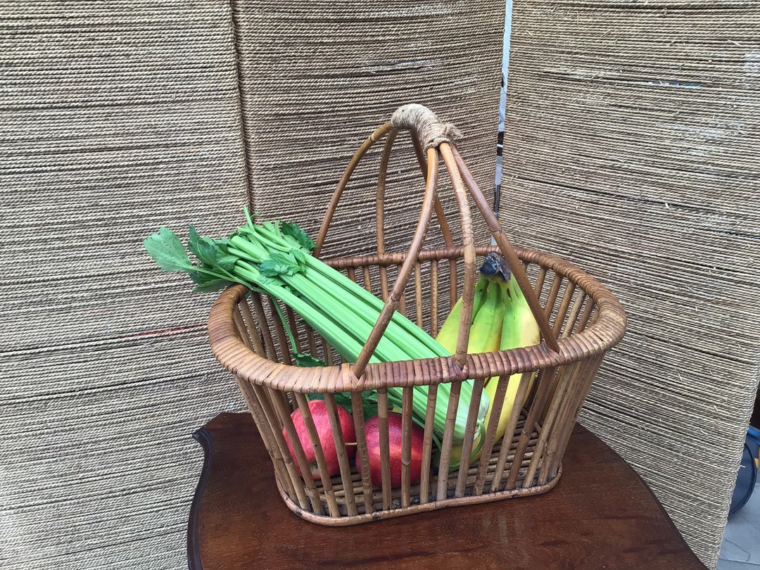 Early 20th Century Antique Vintage Bamboo Cane Basket - Etsy