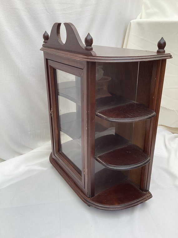 Vintage Freestanding wall Hanging Display Cabinet. Solid Wood and Glass Door Cabinet. H.60cm Etsy Canada