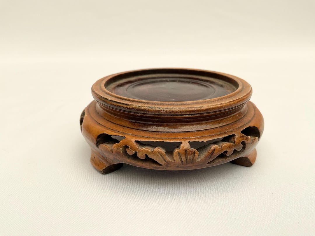 Vintage Chinese Carved Wood Vase Stand. Bowl Stand. Diameter. 8cm - Etsy