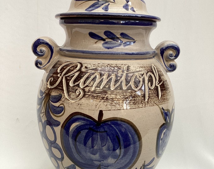 Mid Century West German Rumtopf Pot, Blue and White Ceramic Jar - Etsy