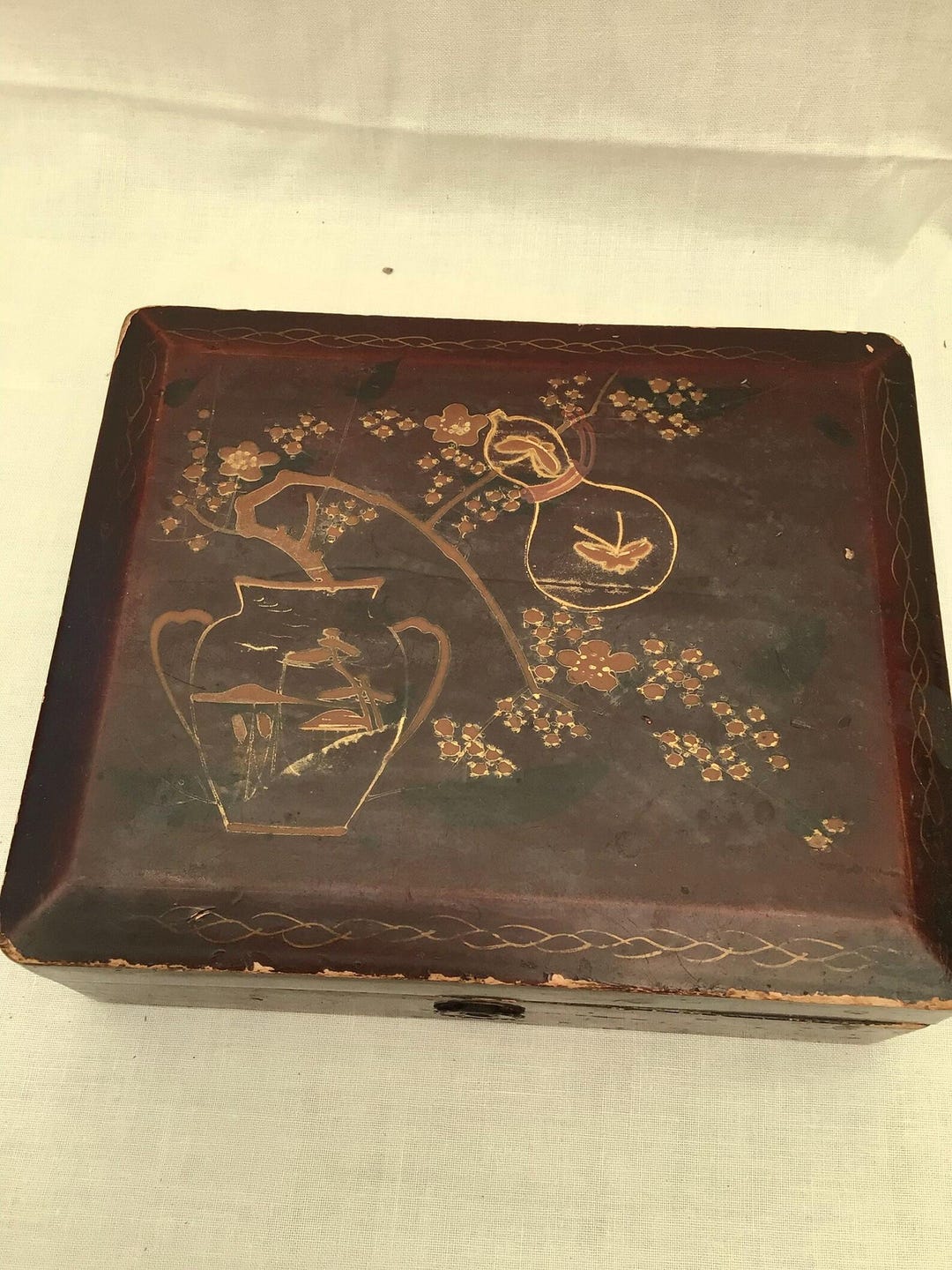 Antique Japanese Red Lacquer Box - Etsy