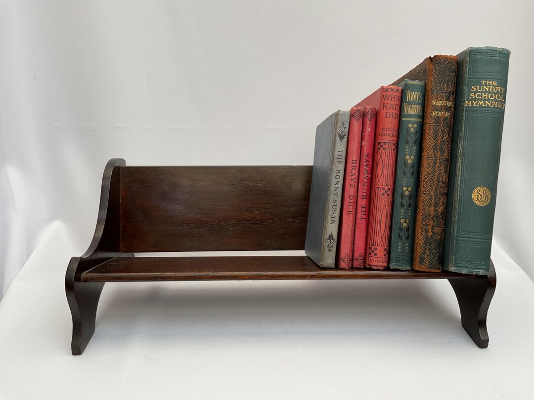 Antique English Edwardian Oak Table Book Stand. Library Book Trough ...