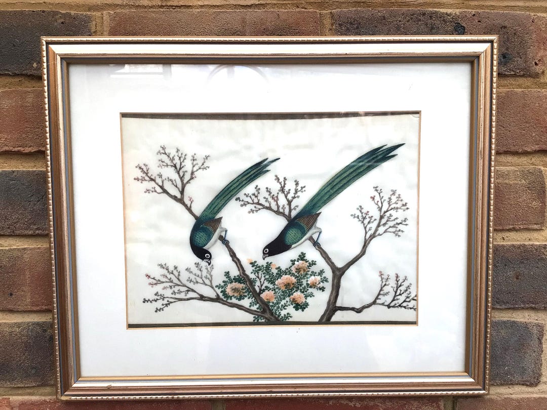Antique Chinese Watercolour Pith Painting, Rice Paper Painting. W. 41cm ...