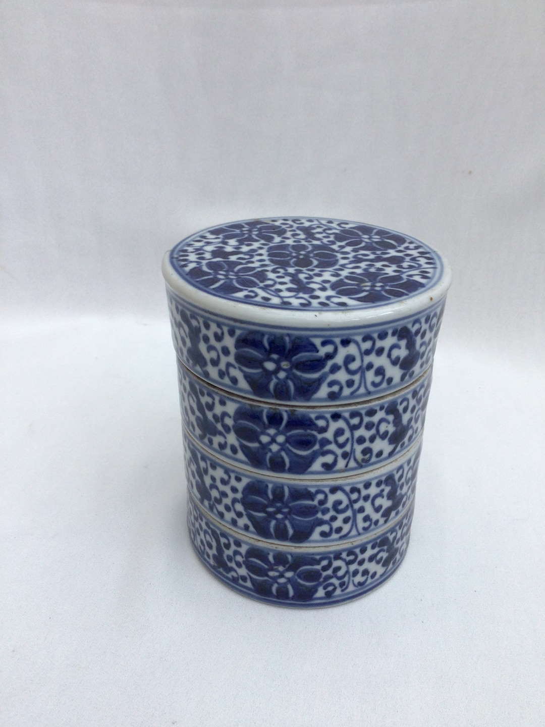 Antique Chinese Blue and White Porcelain Stacking Box - Etsy