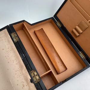 Antique English Victorian Leather Writing Box, Stationery Travel Case ...