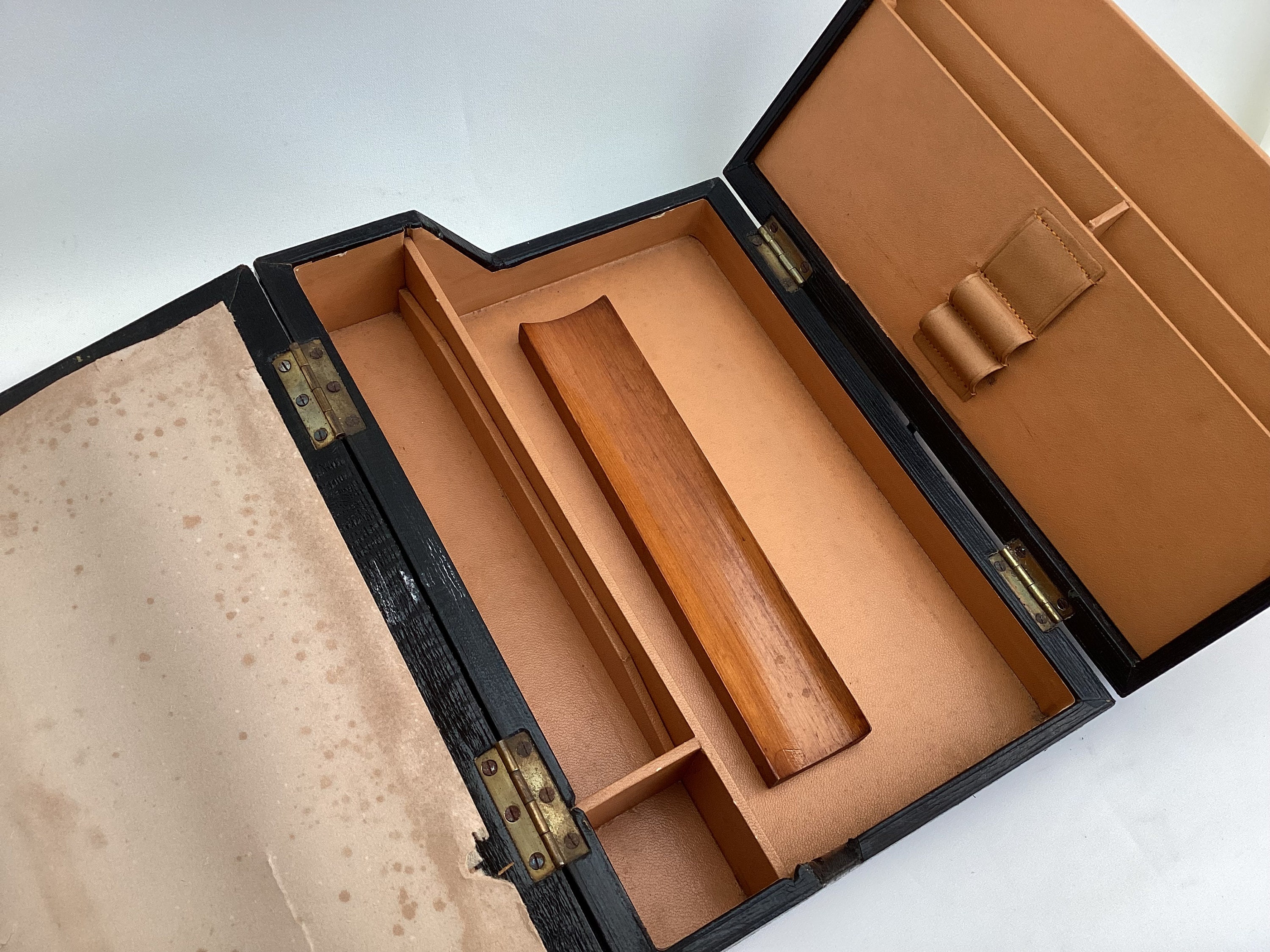 Antique English Victorian Leather Writing Box, Stationery Travel Case ...
