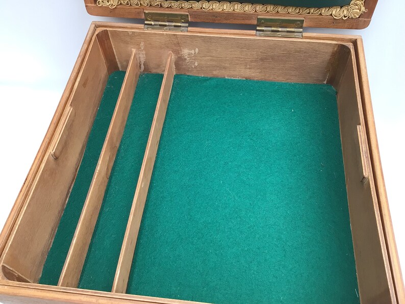 Vintage Teak Style Two Tier Wooden Sewing Box - Etsy