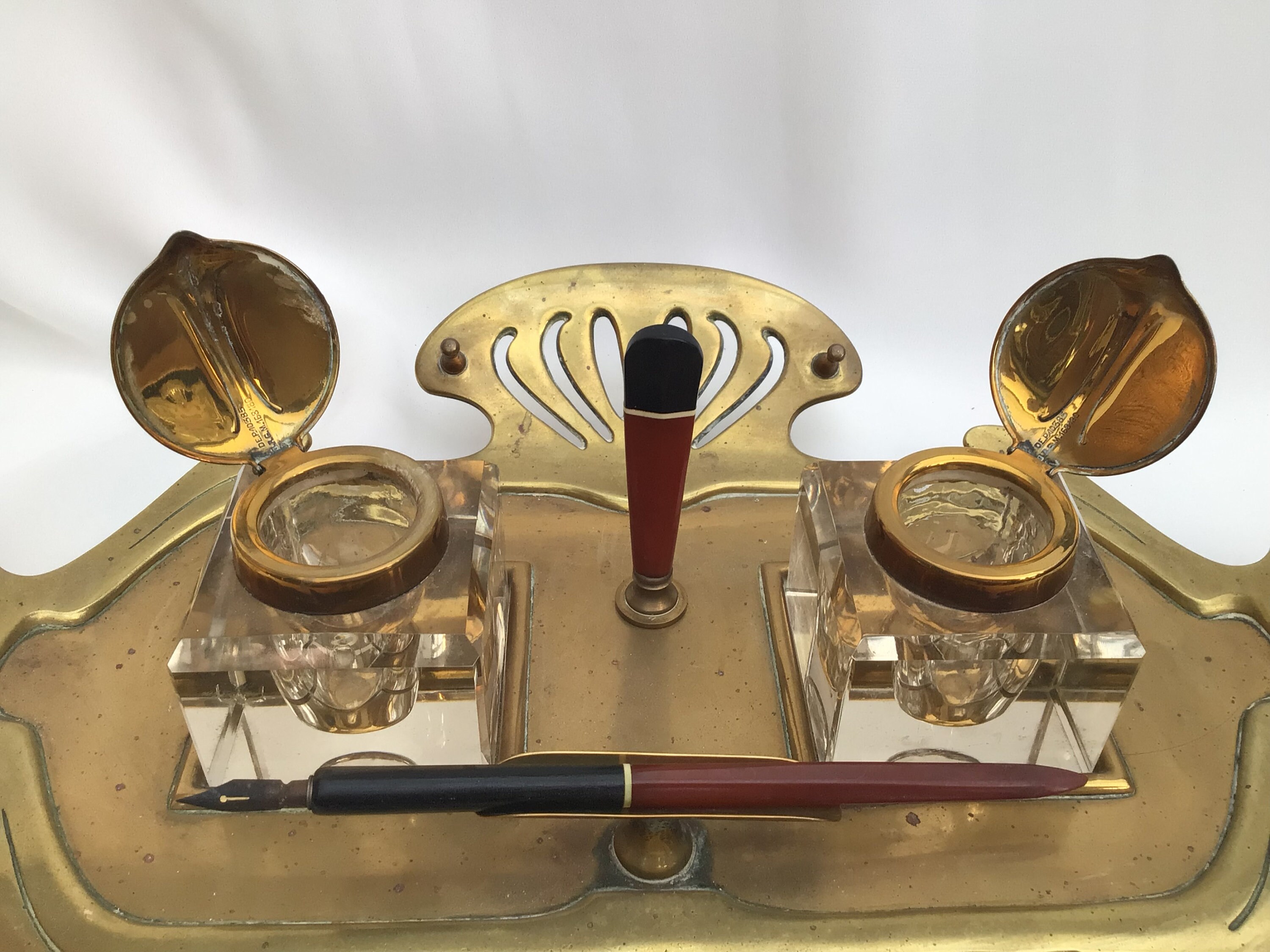 Antique England Brass Inkwell With Pen and Chop - Etsy