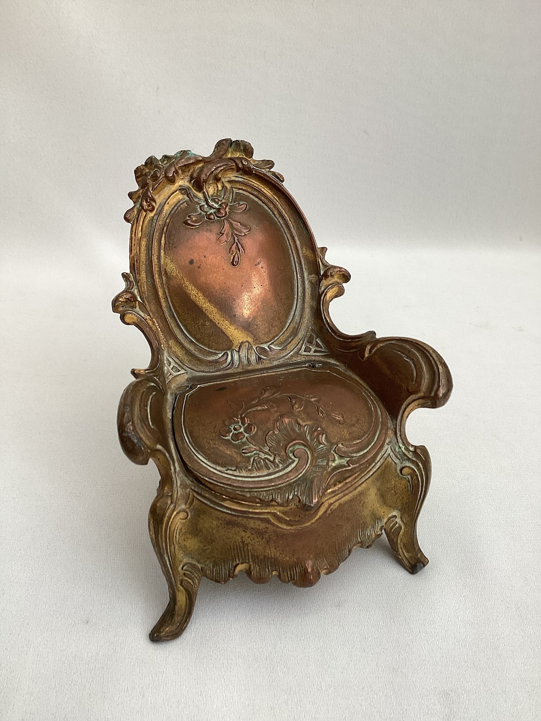 Antique Artdeco Miniature Chair Model of Jewellery Box in Gilded Bronze ...