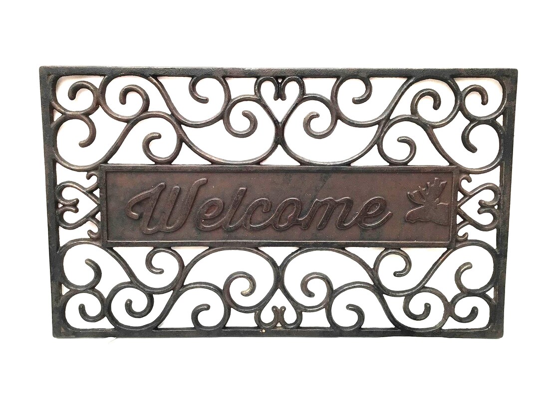 Large Cast Iron Welcome Sign: Vintage Entryway Decor (W. 60cm) - Etsy
