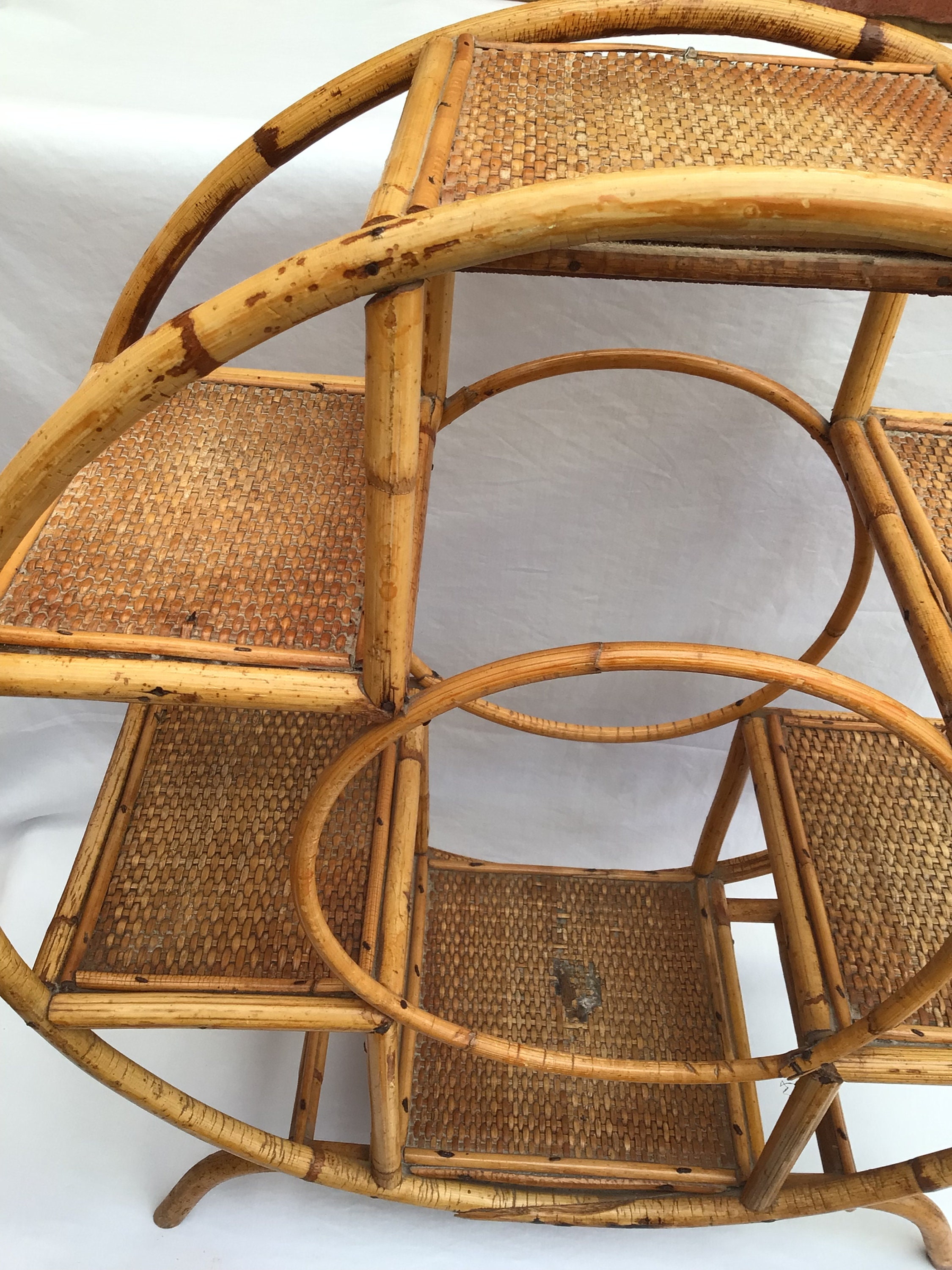 Rare Early/mid Century Bamboo Round Display Shelf Unit - Etsy