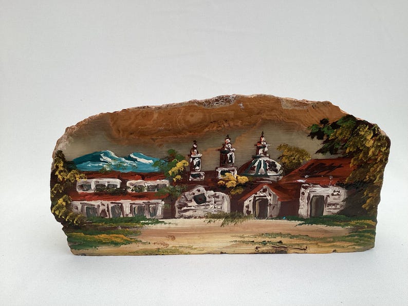 Hand Painted on Nature Stone Ornate Rock Display Plaque. L. 25 Cm. - Etsy