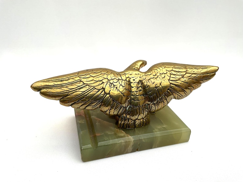 Vintage Solid Brass Eagle Desk Sculpture on Marble Stand. W. 19cm - Etsy