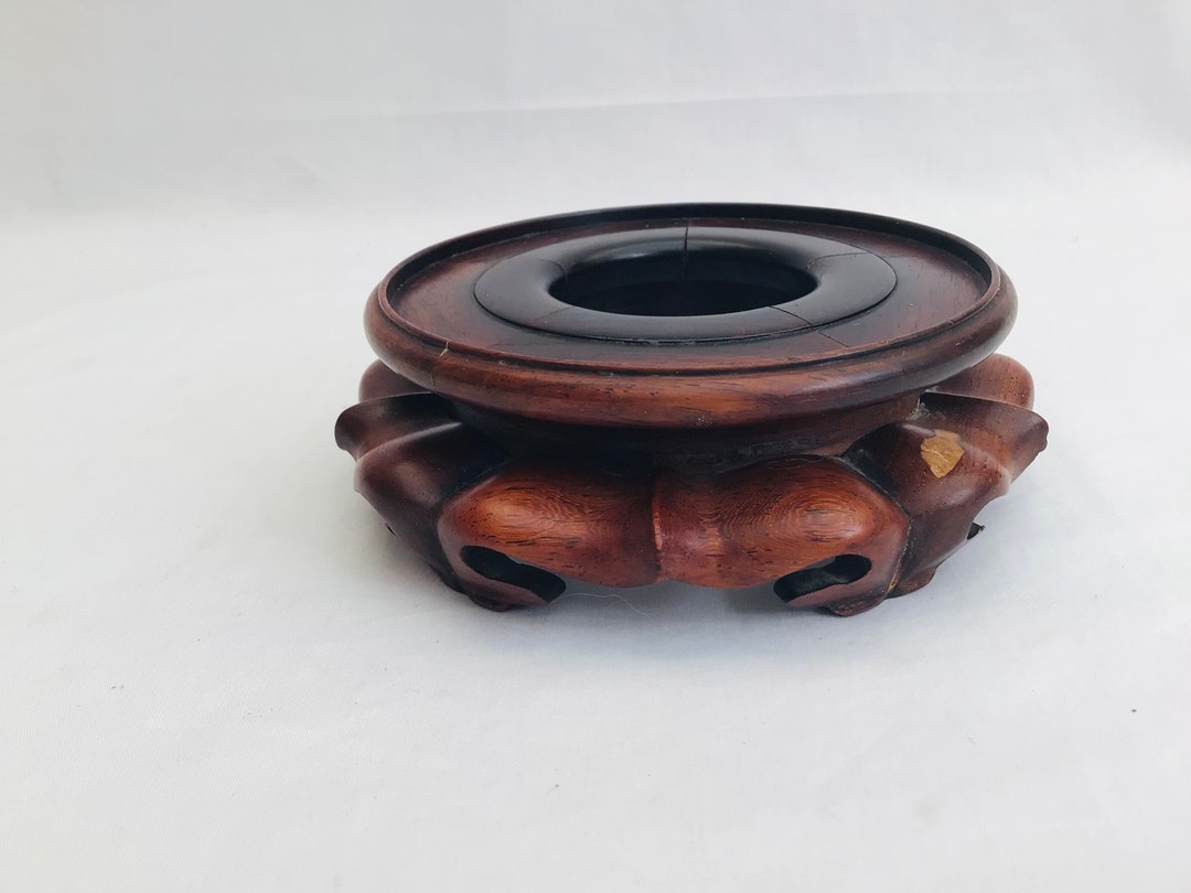 Antique Chinese Rosewood Vase Stand Base, Bowl/ornament Base. W. 10.5cm ...
