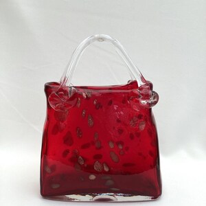Vintage Italian Handcrafted Gold Splash Ruby Red Glass Hand Bag Purse ...
