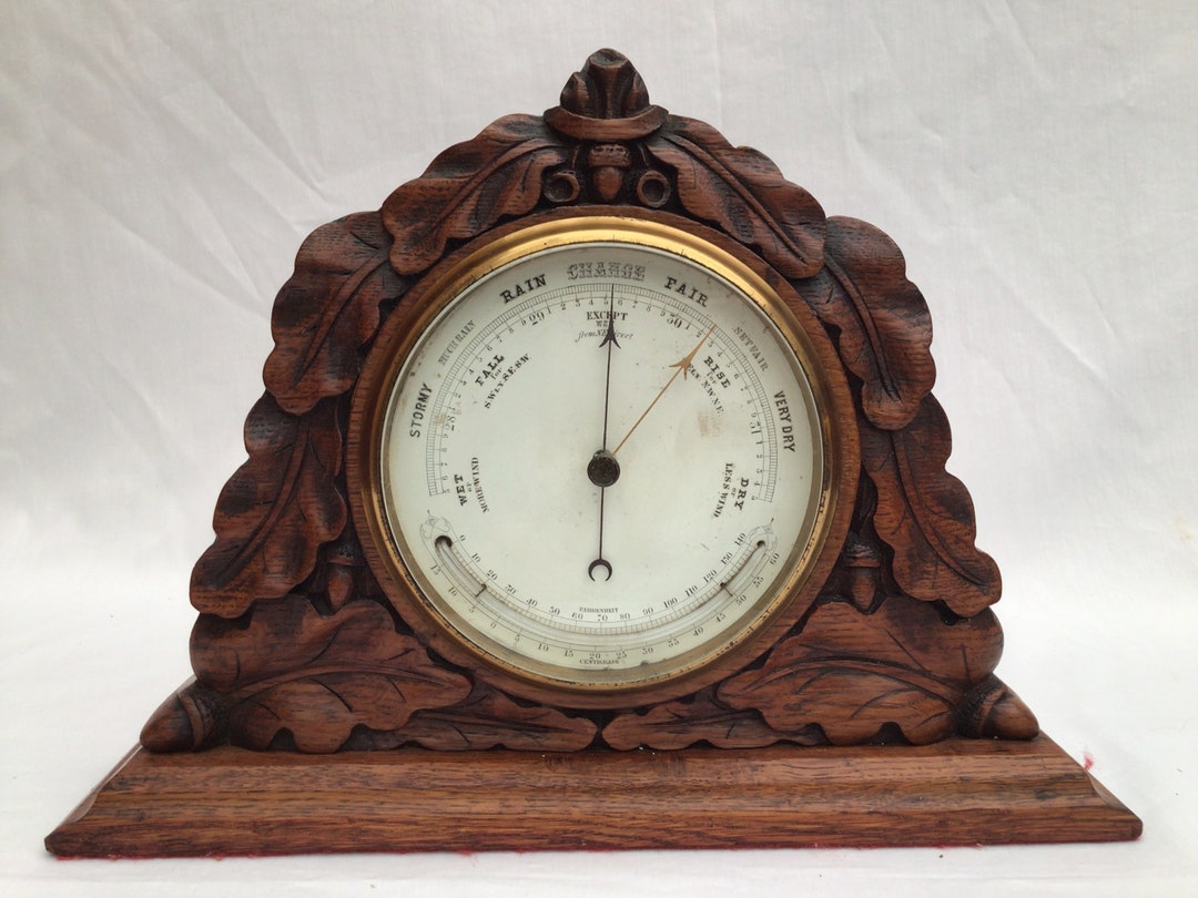 Antique Victorian Table Barometer, Free Standing Oak Case Barometer - Etsy