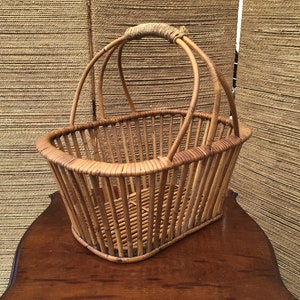 Early 20th Century Antique Vintage Bamboo Cane Basket - Etsy UK