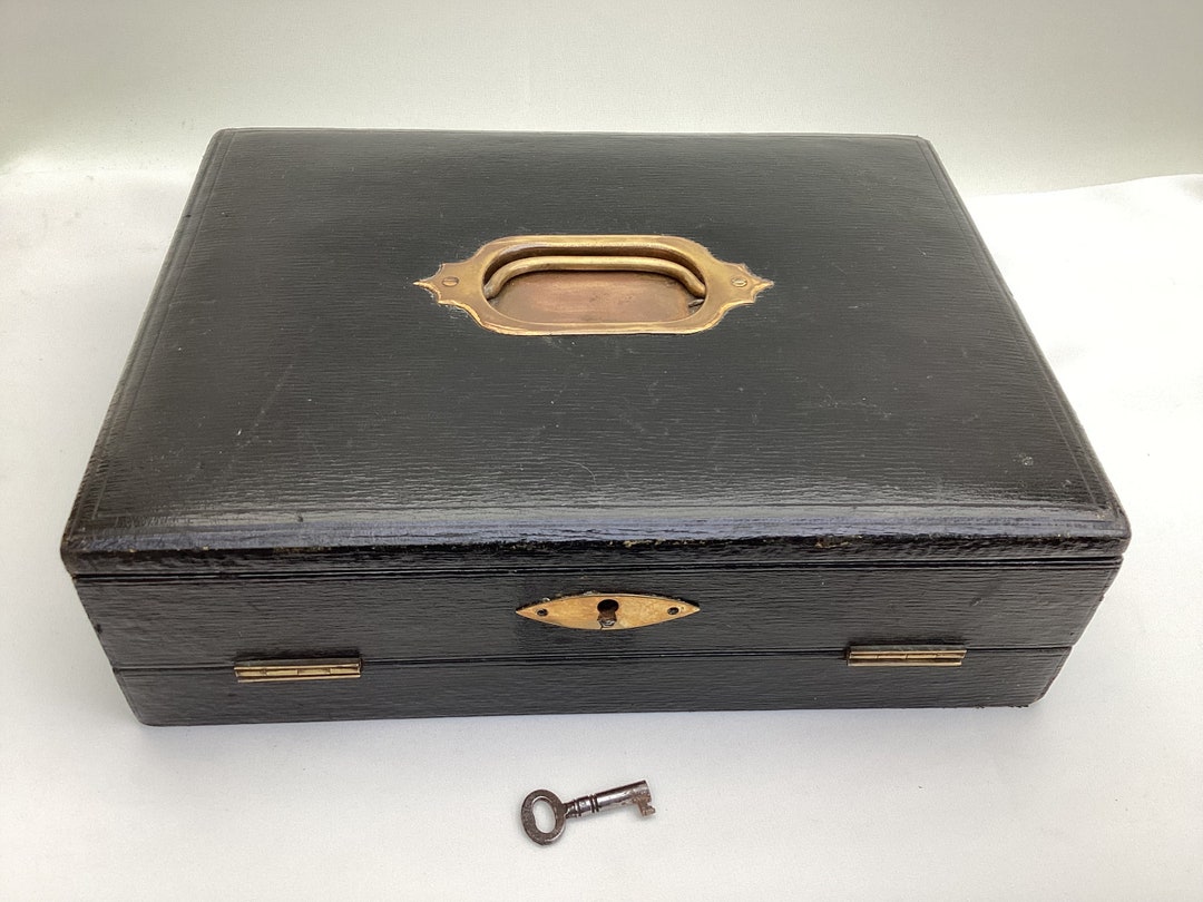 Antique English Victorian Leather Writing Box, Stationery Travel Case ...