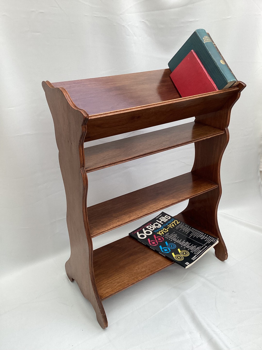 Antique Artdeco Hardwood Open Bookcase, Freestanding Library Book Stand ...