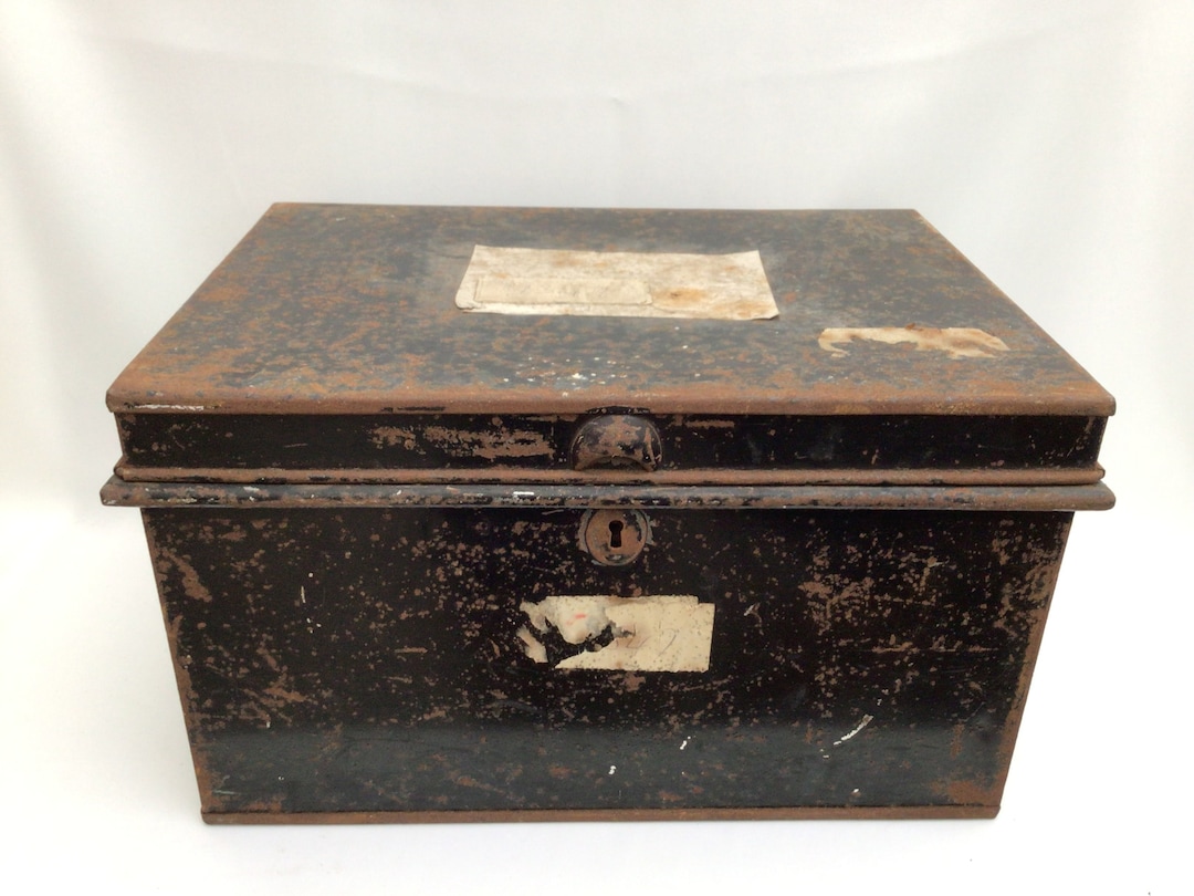 Antique English Black Metal Small Trunk, Storage Box. W. 37cm - Etsy